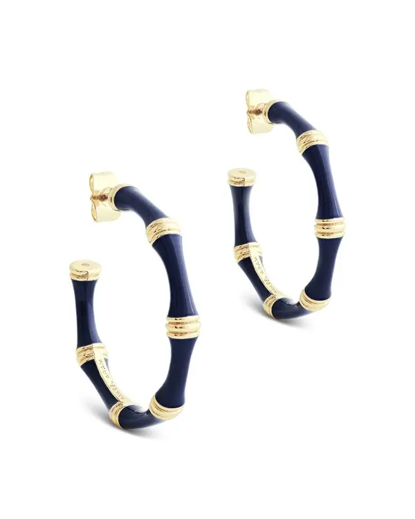 ANABEL ARAM Enamel Bamboo Hoop Earrings - Dark Blue