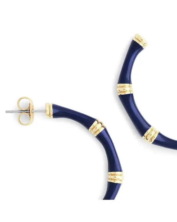 ANABEL ARAM Enamel Bamboo Hoop Earrings - Dark Blue