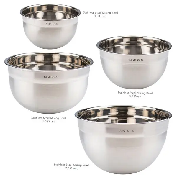 TOVOLO Stainless Steel Mixing Bowls, Set Of 4