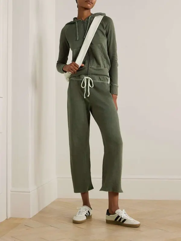 JAMES PERSE Cropped French Cotton-terry Sweatpants