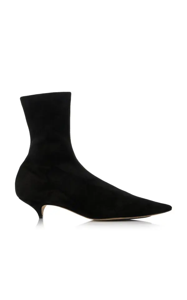 THE ROW Liisa Suede Booties - Black