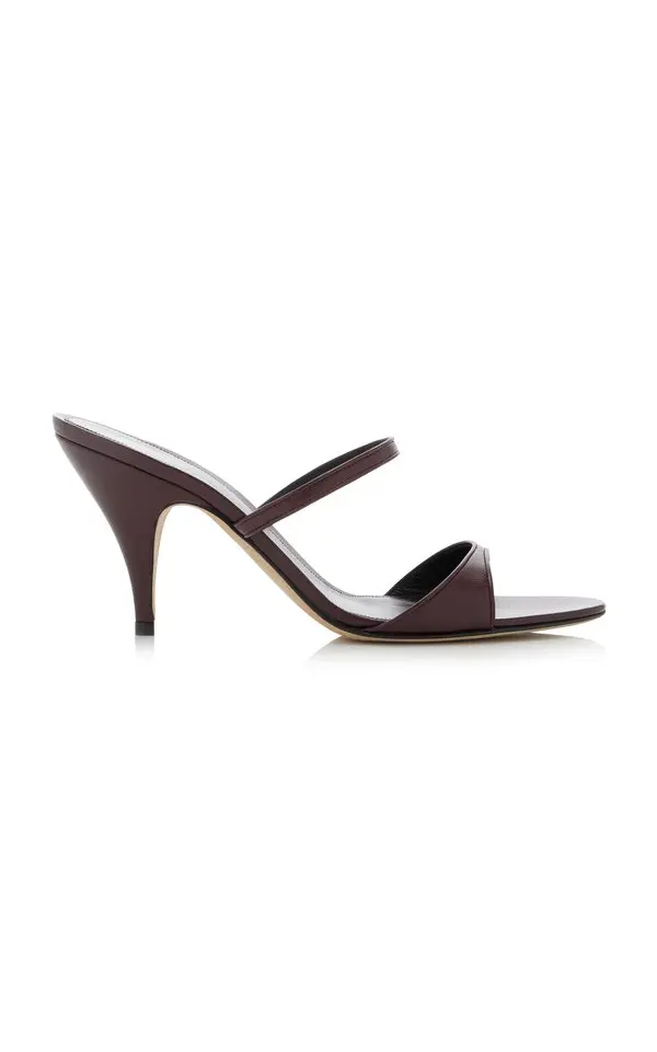 THE ROW Vika Leather Sandals - Burgundy