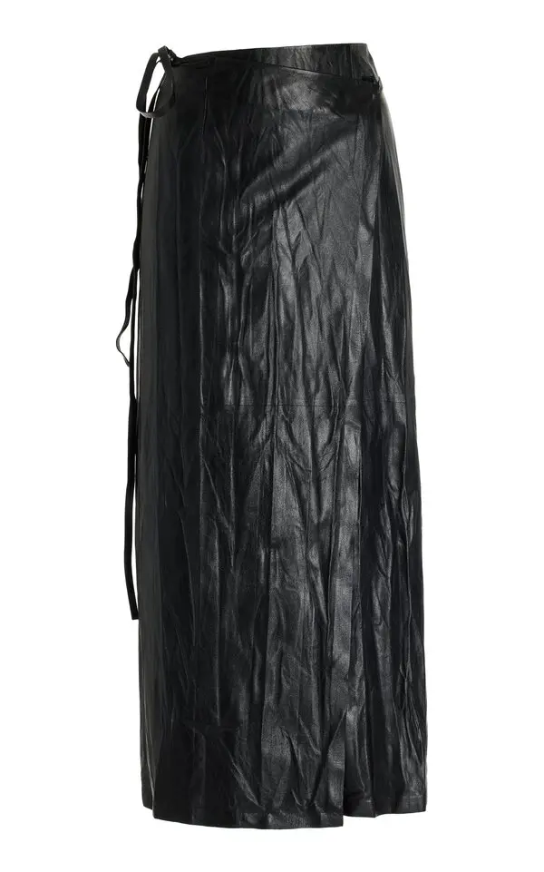 THE ROW Bert Leather Midi Skirt - Black