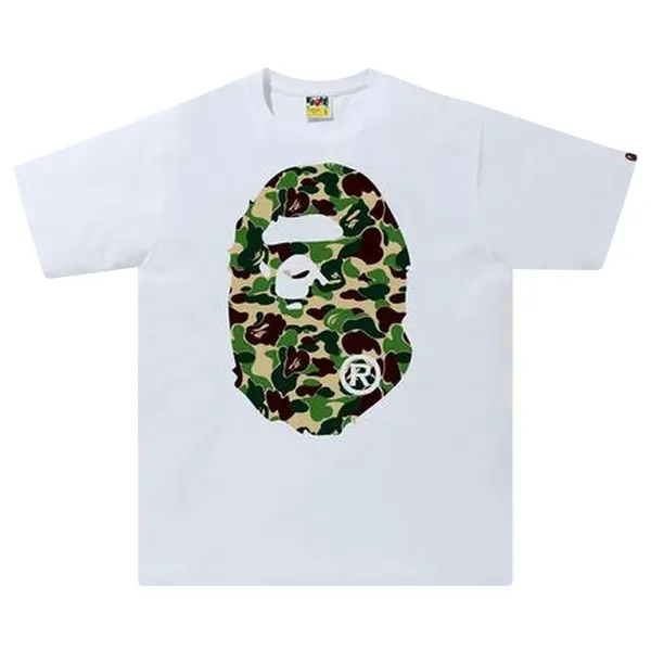 A BATHING APE Abc Camo Big Ape Head Tee /green - White