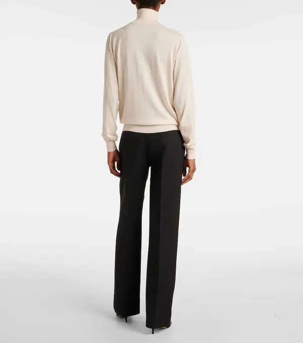 THE ROW Heva Wool Jersey Turtleneck Sweater - White