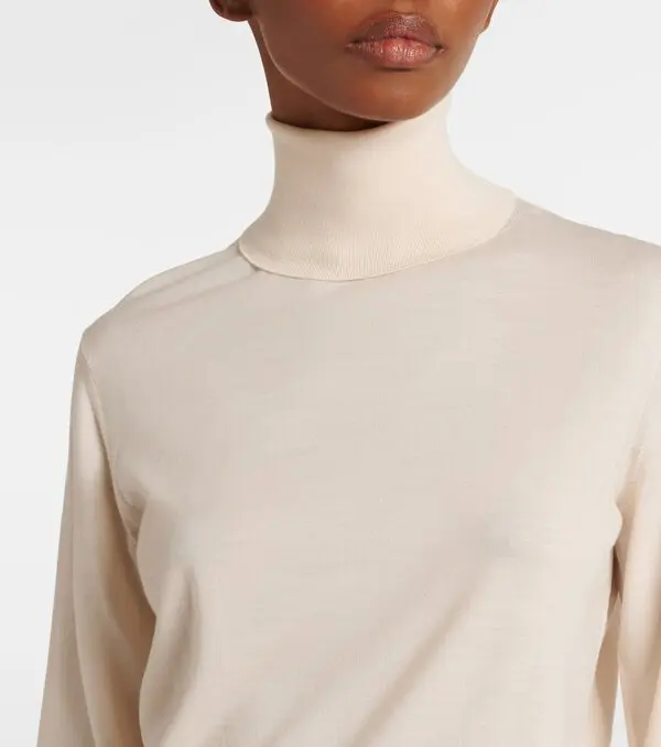 THE ROW Heva Wool Jersey Turtleneck Sweater - White