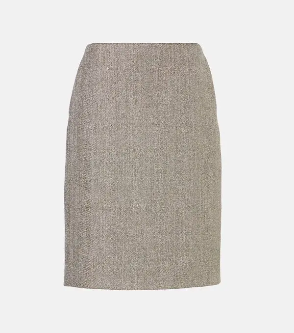 THE ROW Corinna Lamé Canvas Pencil Skirt