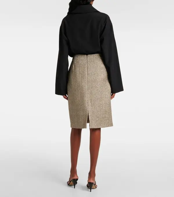 THE ROW Corinna Lamé Canvas Pencil Skirt