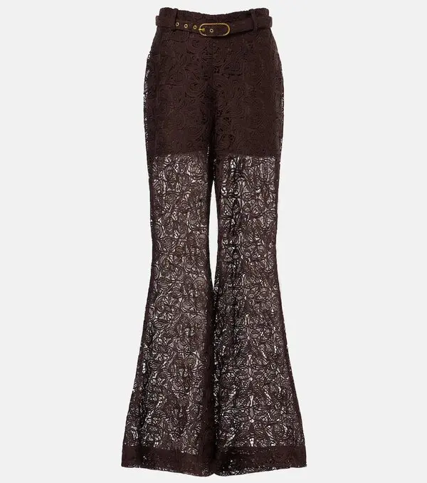 Zimmermann Lace Flared Trousers - Brown