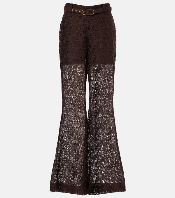 Zimmermann Lace Flared Trousers - Brown