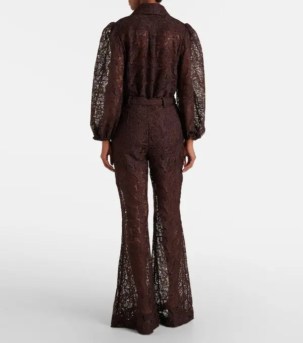 Zimmermann Lace Flared Trousers - Brown