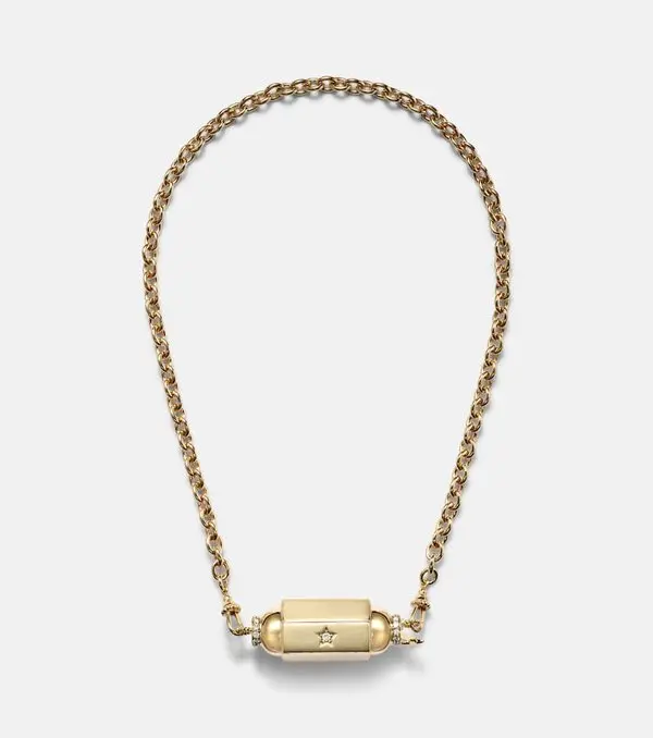 MARIE LICHTENBERG Jumbo Pendant Necklace With Diamonds - Gold