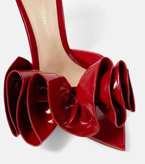 GIANVITO ROSSI Gabrielle 105 Ruffled Patent Leather Mules - Red