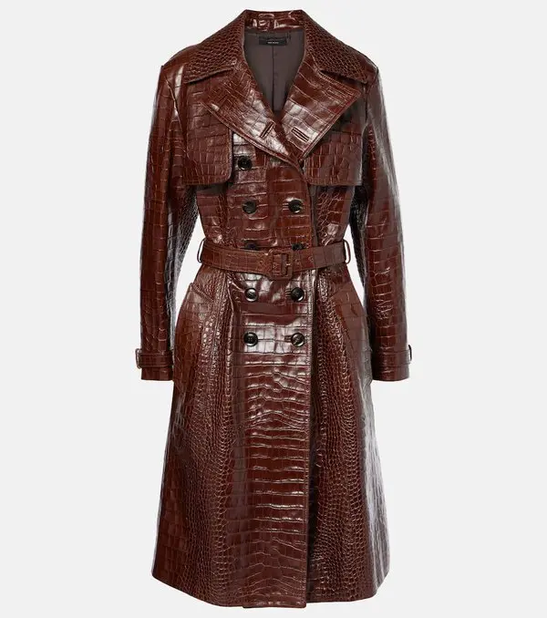 TOM FORD Croc-effect Leather Trench Coat