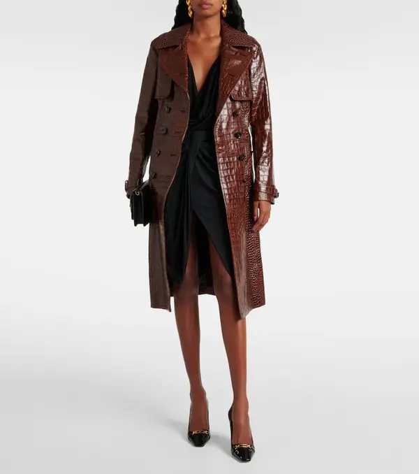 TOM FORD Croc-effect Leather Trench Coat