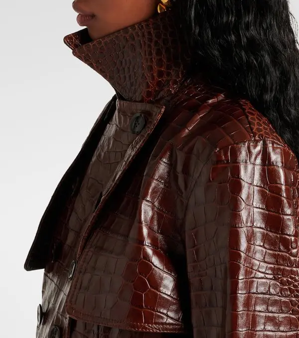 TOM FORD Croc-effect Leather Trench Coat