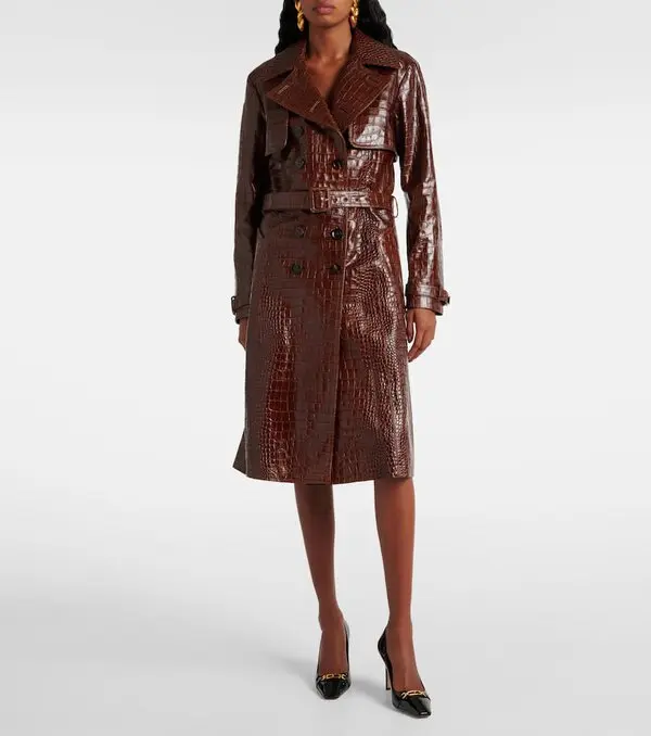 TOM FORD Croc-effect Leather Trench Coat
