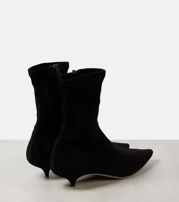 THE ROW Liisa Suede Ankle Boots - Black