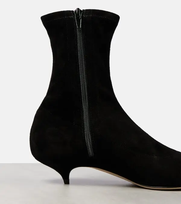 THE ROW Liisa Suede Ankle Boots - Black