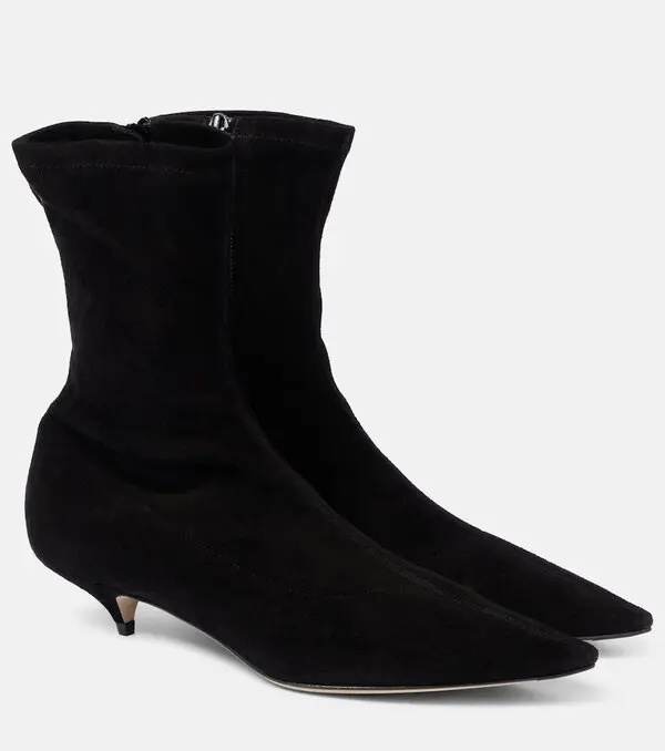 THE ROW Liisa Suede Ankle Boots - Black