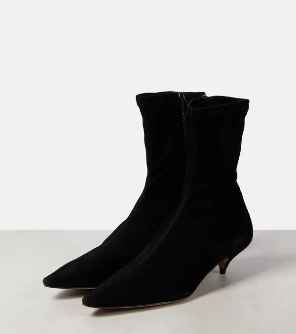 THE ROW Liisa Suede Ankle Boots - Black