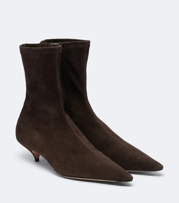 THE ROW Liisa Suede Ankle Boots - Brown