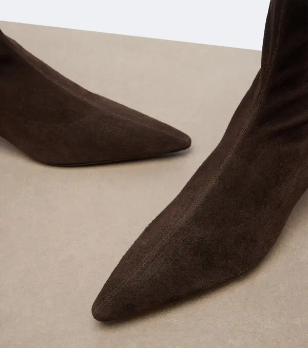 THE ROW Liisa Suede Ankle Boots - Brown