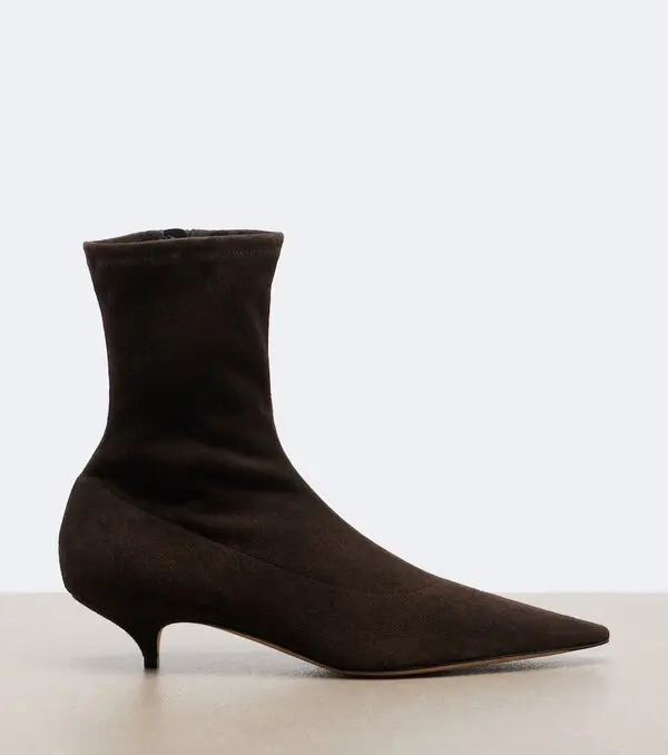 THE ROW Liisa Suede Ankle Boots - Brown