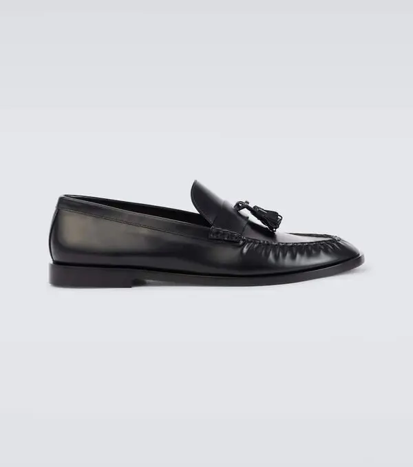 THE ROW Polished Leather Loafers - Black