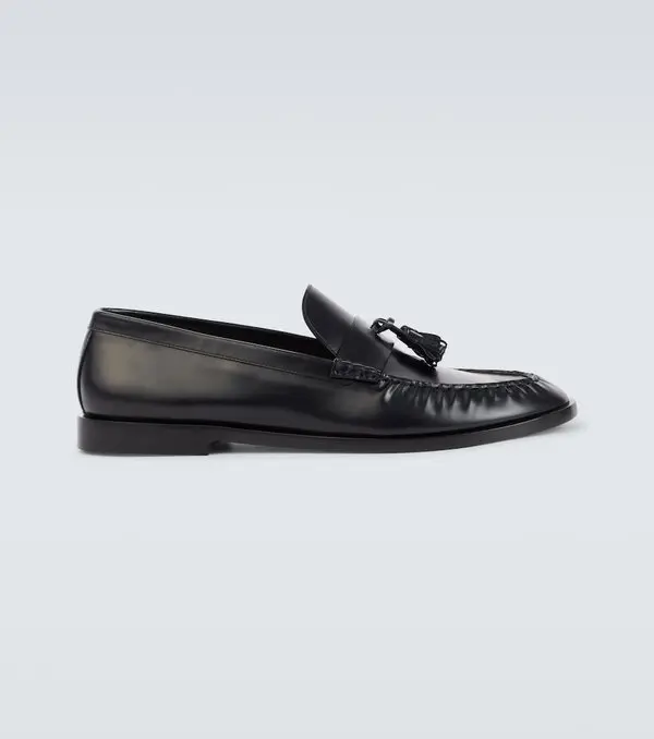 THE ROW Polished Leather Loafers - Black
