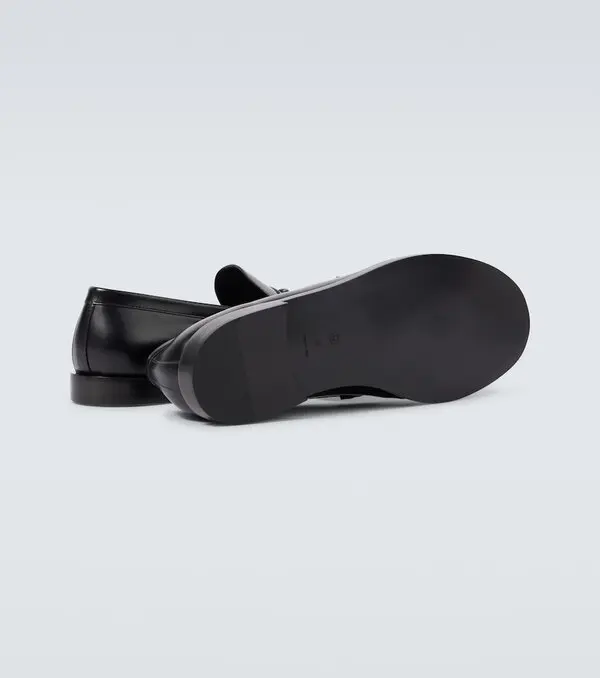 THE ROW Polished Leather Loafers - Black