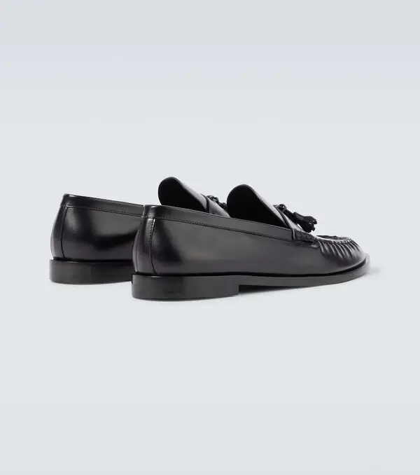 THE ROW Polished Leather Loafers - Black