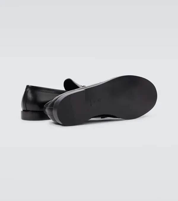 THE ROW Polished Leather Loafers - Black