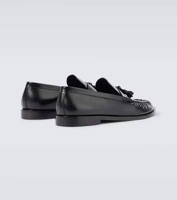 THE ROW Polished Leather Loafers - Black