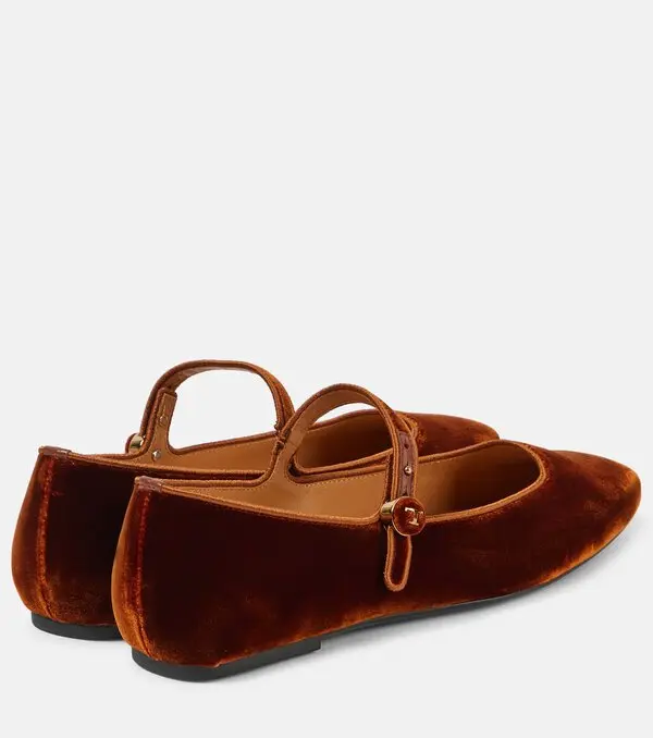 TOD'S Velvet Mary Jane Flats