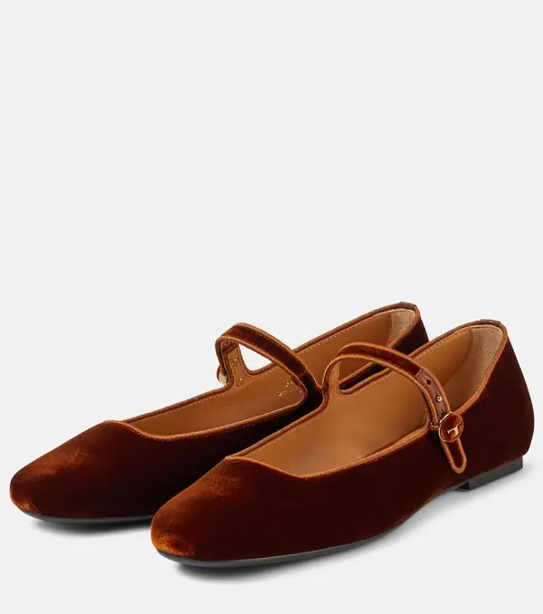 TOD'S Velvet Mary Jane Flats