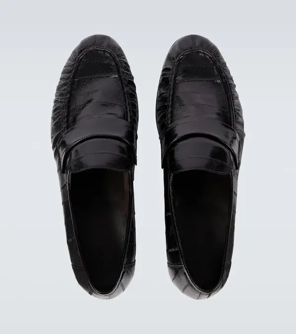 THE ROW Soft Paneled Leather Loafers