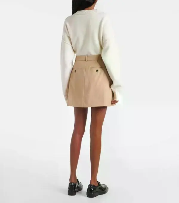 AMI Paris Wool Gabardine Mini Skirt - Beige