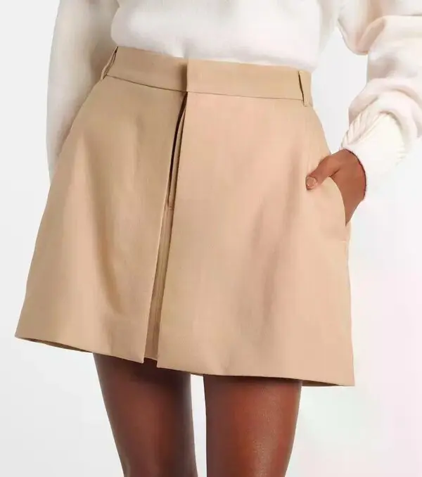 AMI Paris Wool Gabardine Mini Skirt - Beige