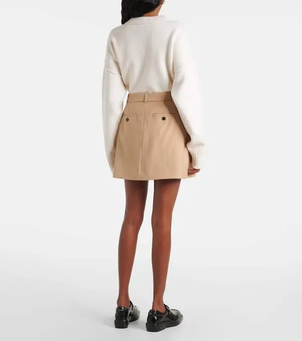 Ami Wool Gabardine Mini Skirt - Beige