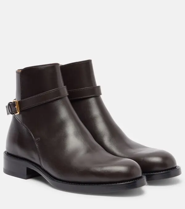 THE ROW Nobilis Leather Ankle Boots - Brown