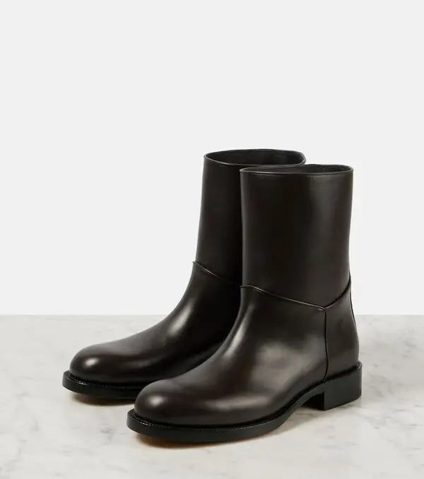 THE ROW Nobilis Leather Ankle Boots