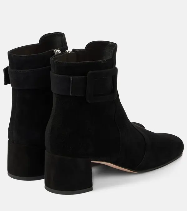 ROGER VIVIER Trés Vivier 45 Suede Ankle Boots - Black