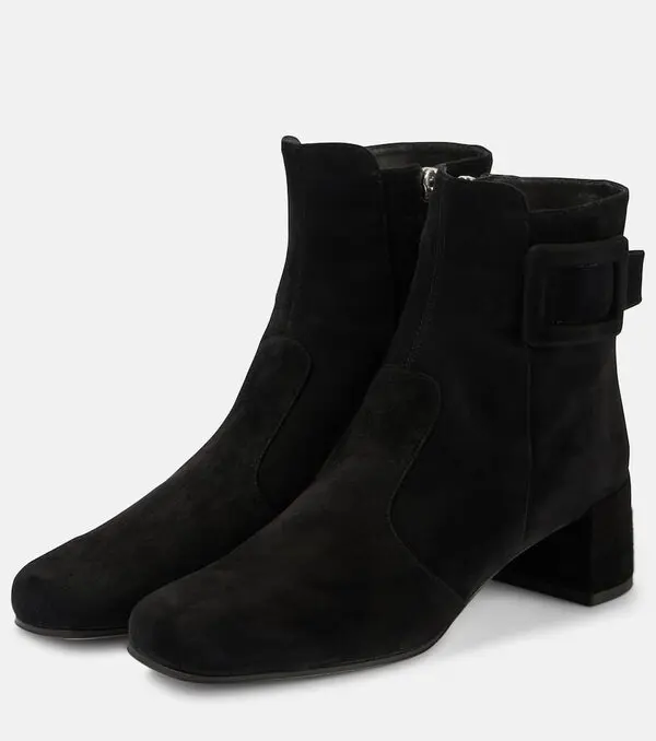 ROGER VIVIER Trés Vivier 45 Suede Ankle Boots - Black