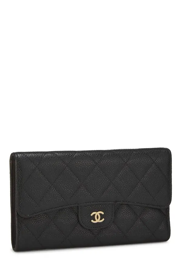 Chanel Caviar Classic Long Flap Wallet - Black