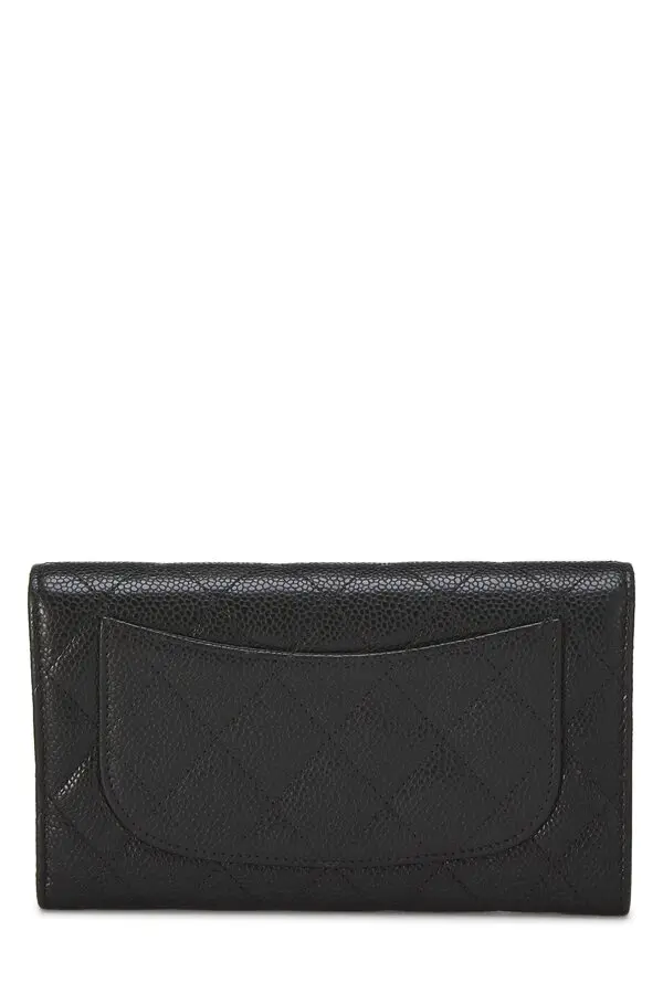 Chanel Caviar Classic Long Flap Wallet - Black