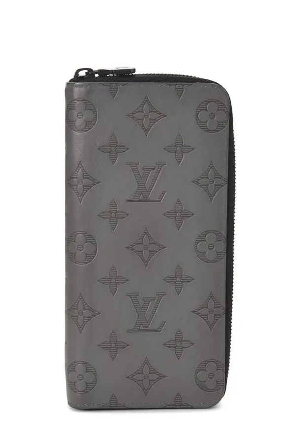 LOUIS VUITTON Monogram Shadow Zippy Vertical Wallet - Grey