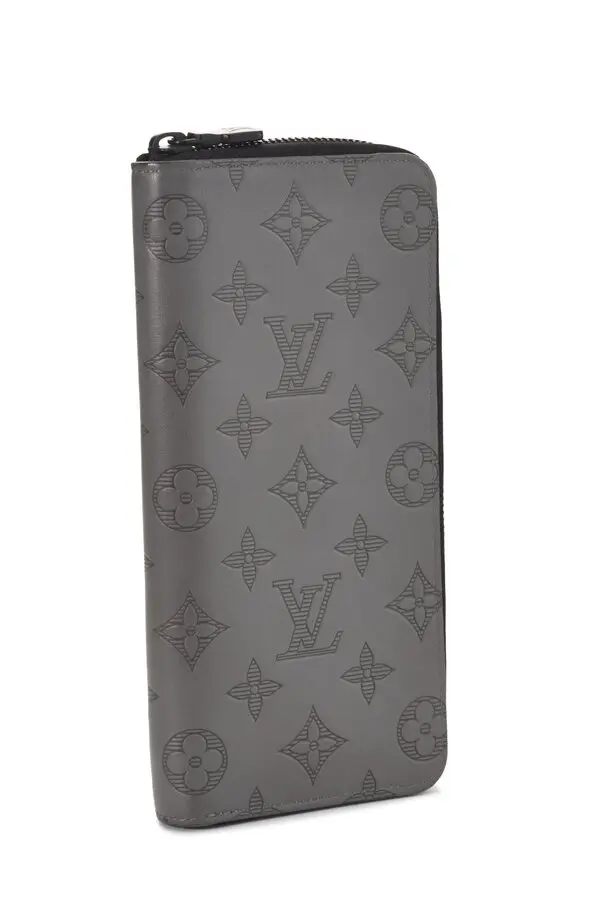 LOUIS VUITTON Monogram Shadow Zippy Vertical Wallet - Grey