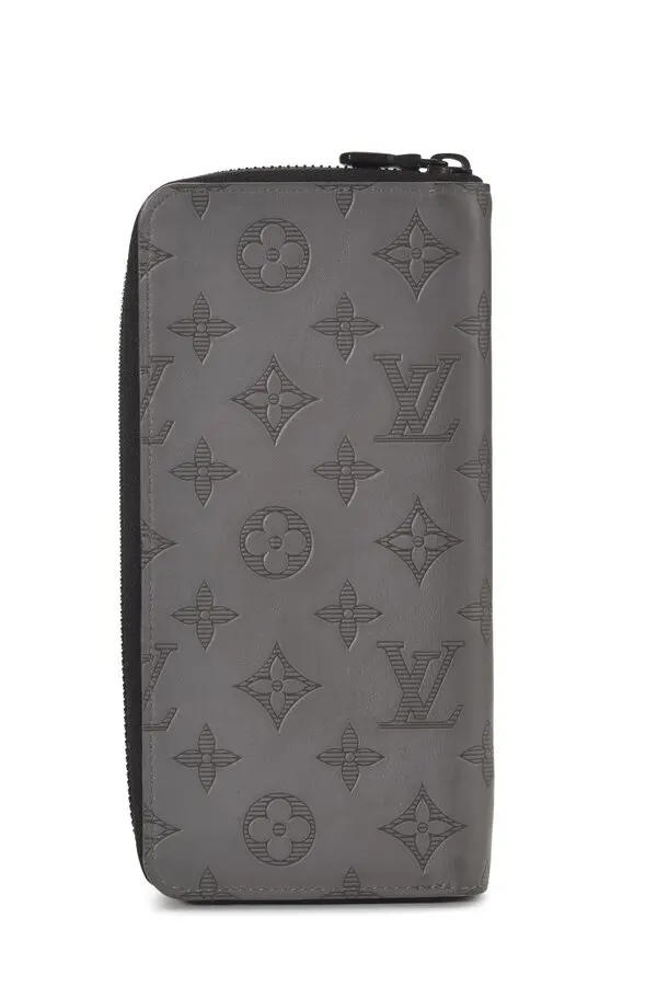 LOUIS VUITTON Monogram Shadow Zippy Vertical Wallet - Grey