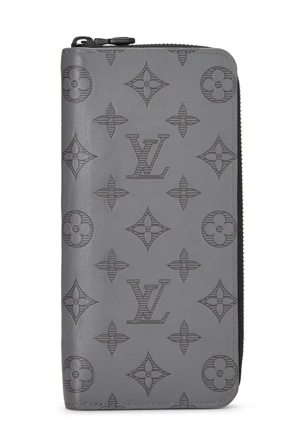 LOUIS VUITTON Monogram Shadow Zippy Vertical Wallet - Grey
